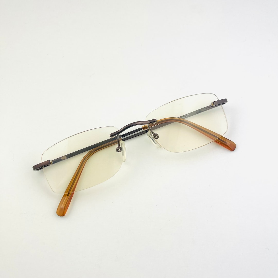Vintage 90s Transparent Yellow Rimless Reading Glasses +2.50 - Etsy