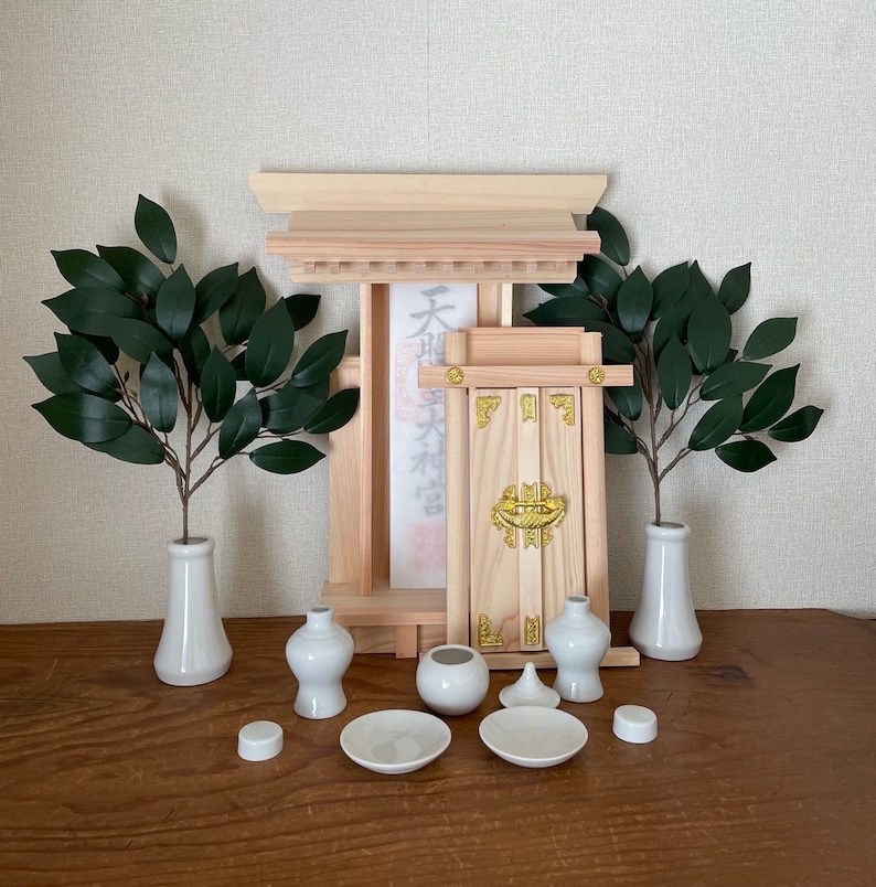 Made in Japan Complete Set Stylish Kamidana /// Wooden Shinto Shrine ...
