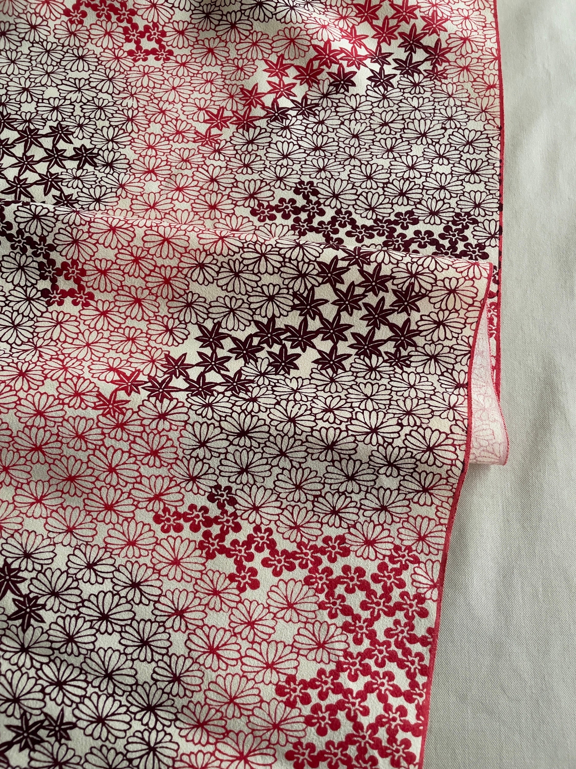 FA-27 Vintage Silk Botanical Pattern Kimono Fabric /// Japanese Maple ...