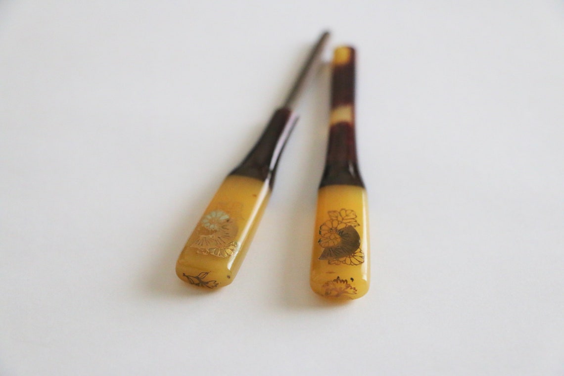 Terrific Vintage Japanese Comb set of 2 Resin comb and Pin | Etsy