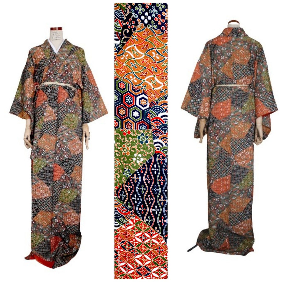 K21-18 Vintage Komon Kimono /// Kimono Robe, Kimono Gown, Gown, Robe ...