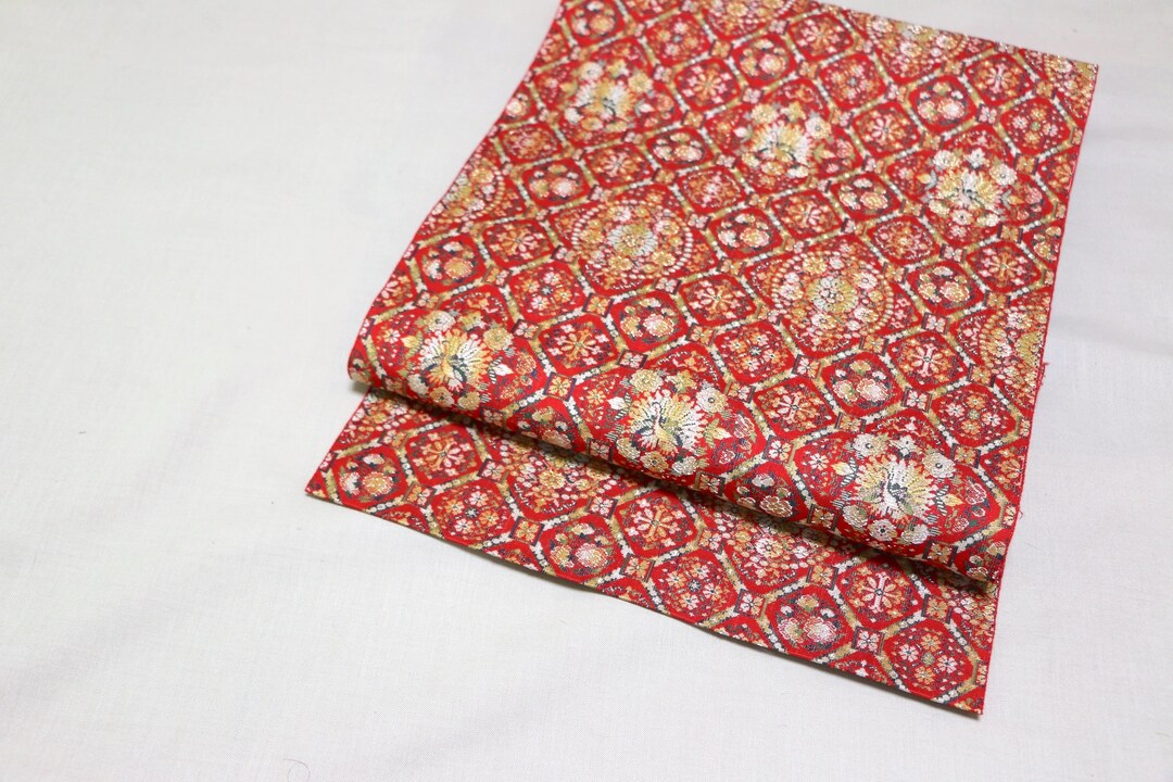 OW-135 Vintage Matsuba Nagoya Obi, Silk Kimono Obi, Single Layered ...