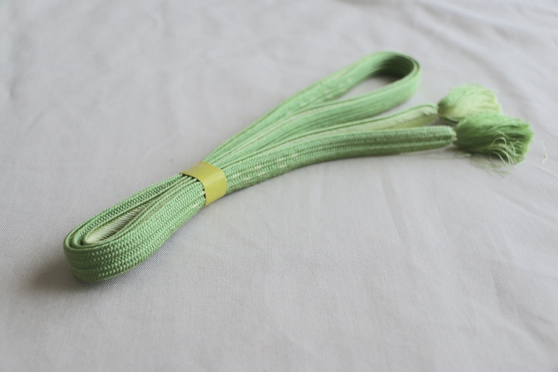 21-60 Obijime /// Silk Belt, Silk Kimono Belt, Silk Obijime, Fresh Leaf ...