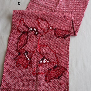 21-135 Japanese Kimono Shibori Fabric /// Red Flower Pattern Silk ...
