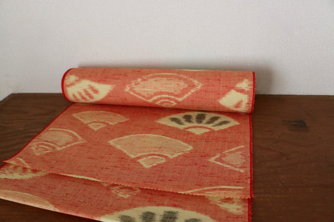 Japanese Fabric // Wool Fabric, Kimono, Japanese Red Fabric, Kasuri ...