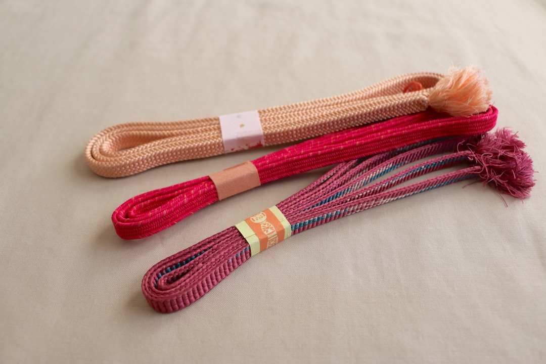 SOJ-02 Vintage Obijime Set of 3 /// Kimono Obijime, Set of 3 Obijime in ...