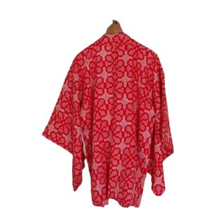 21-90 Vintage Japanese Kimono Jacket /// Red Shibori Jacket, Silk Haori ...