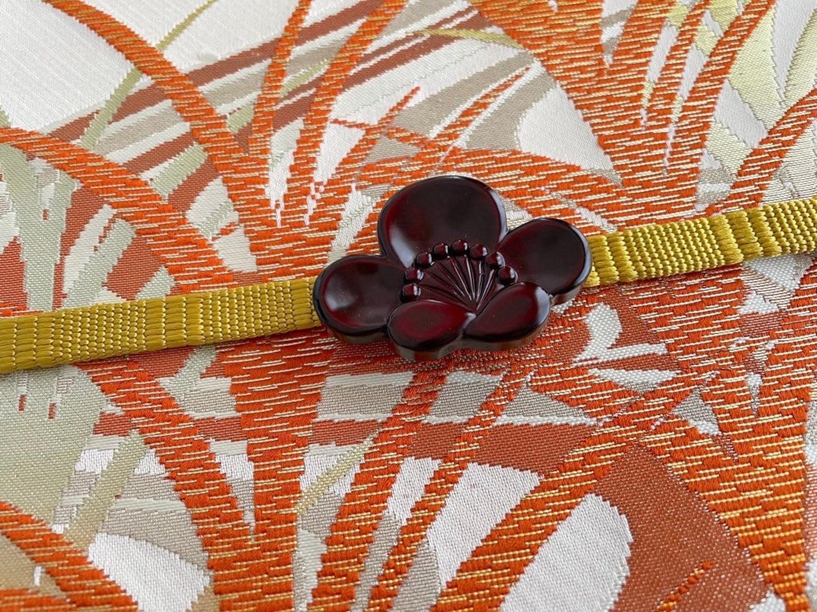 OBD06 Kamakura Bori Obidome // Obijime Accessory, Wooden Plum Obidome ...