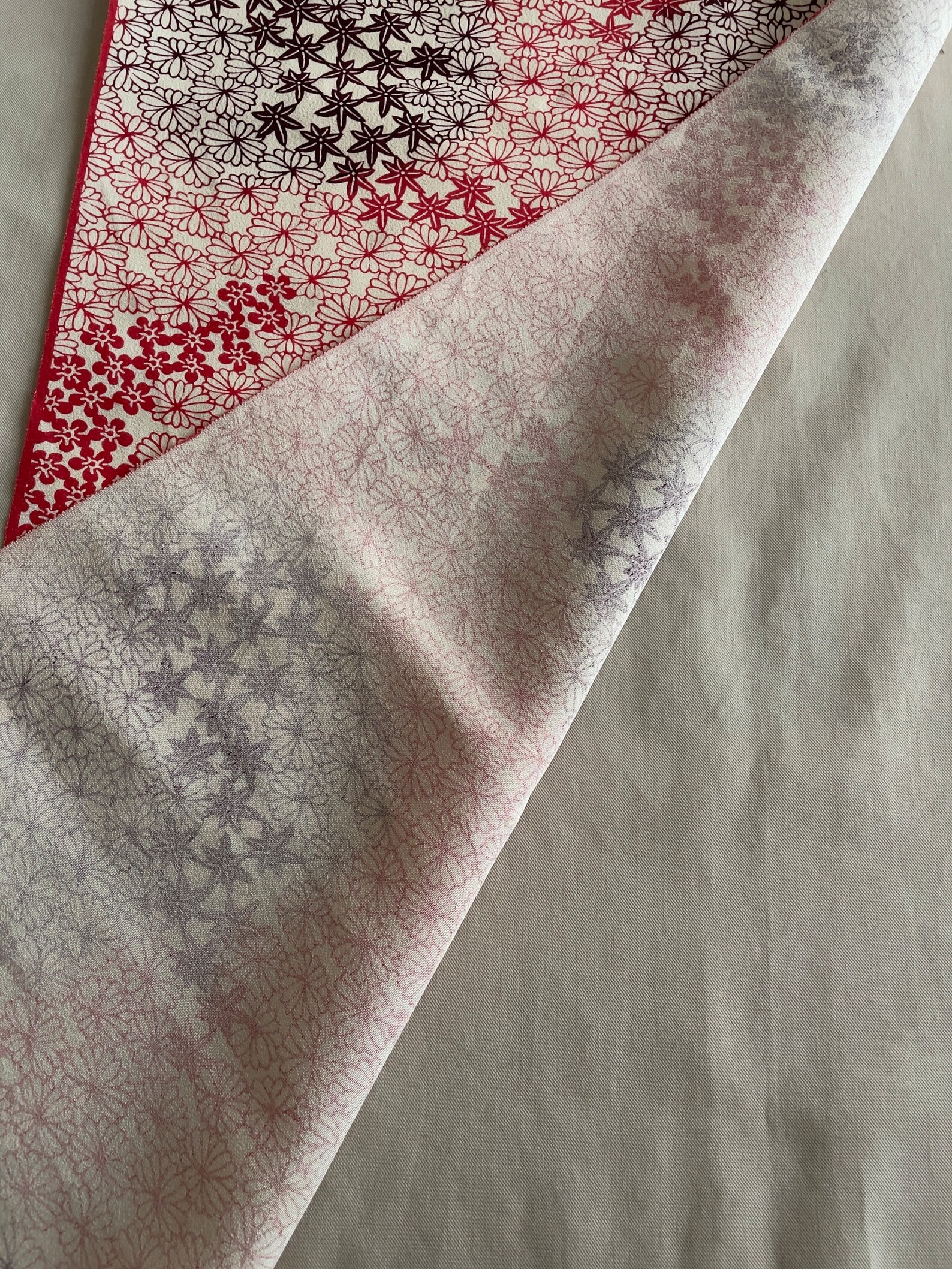 FA-27 Vintage Silk Botanical Pattern Kimono Fabric /// Japanese Maple ...