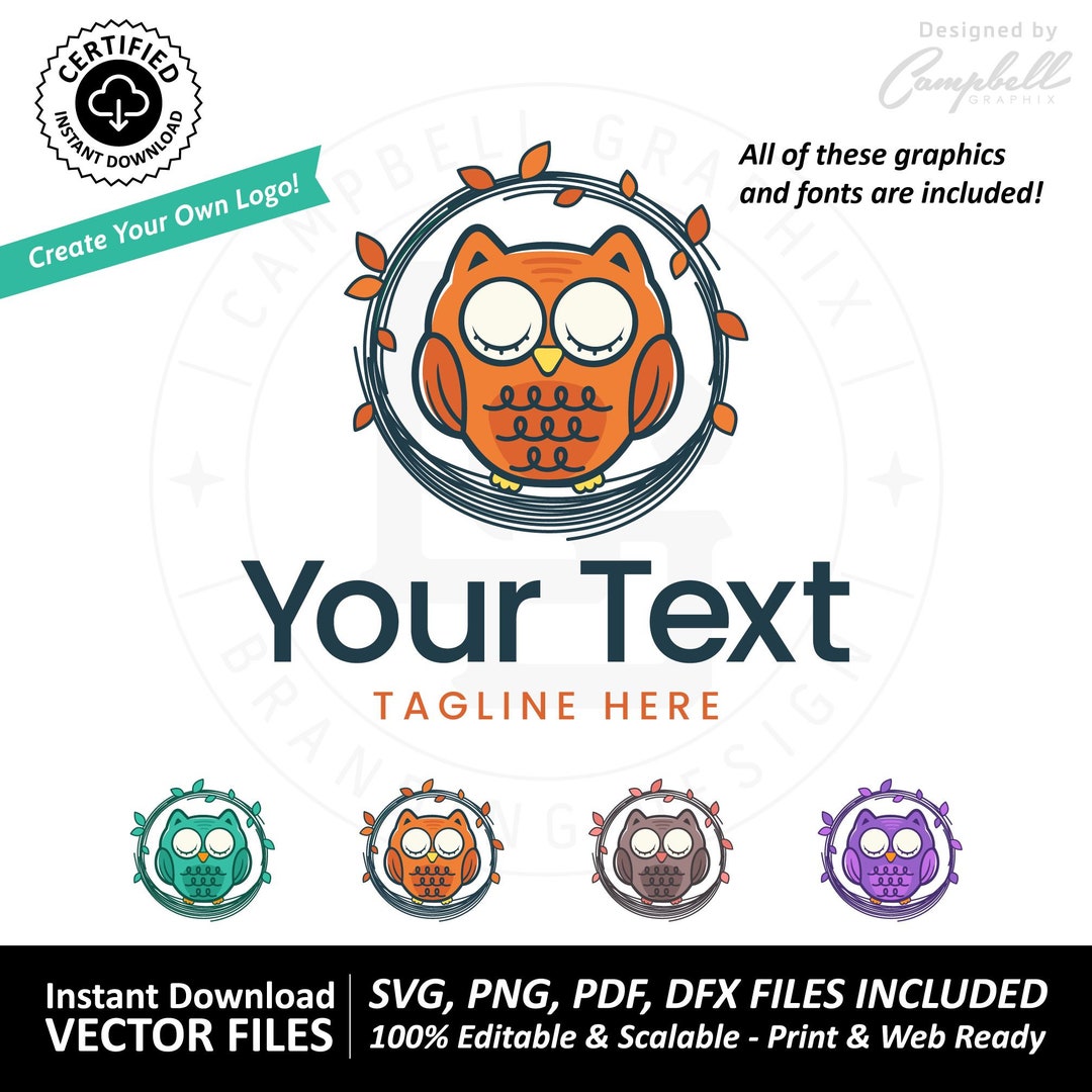 Owl SVG - Owl Design - DIY Logo Design Templates - Instant Download ...