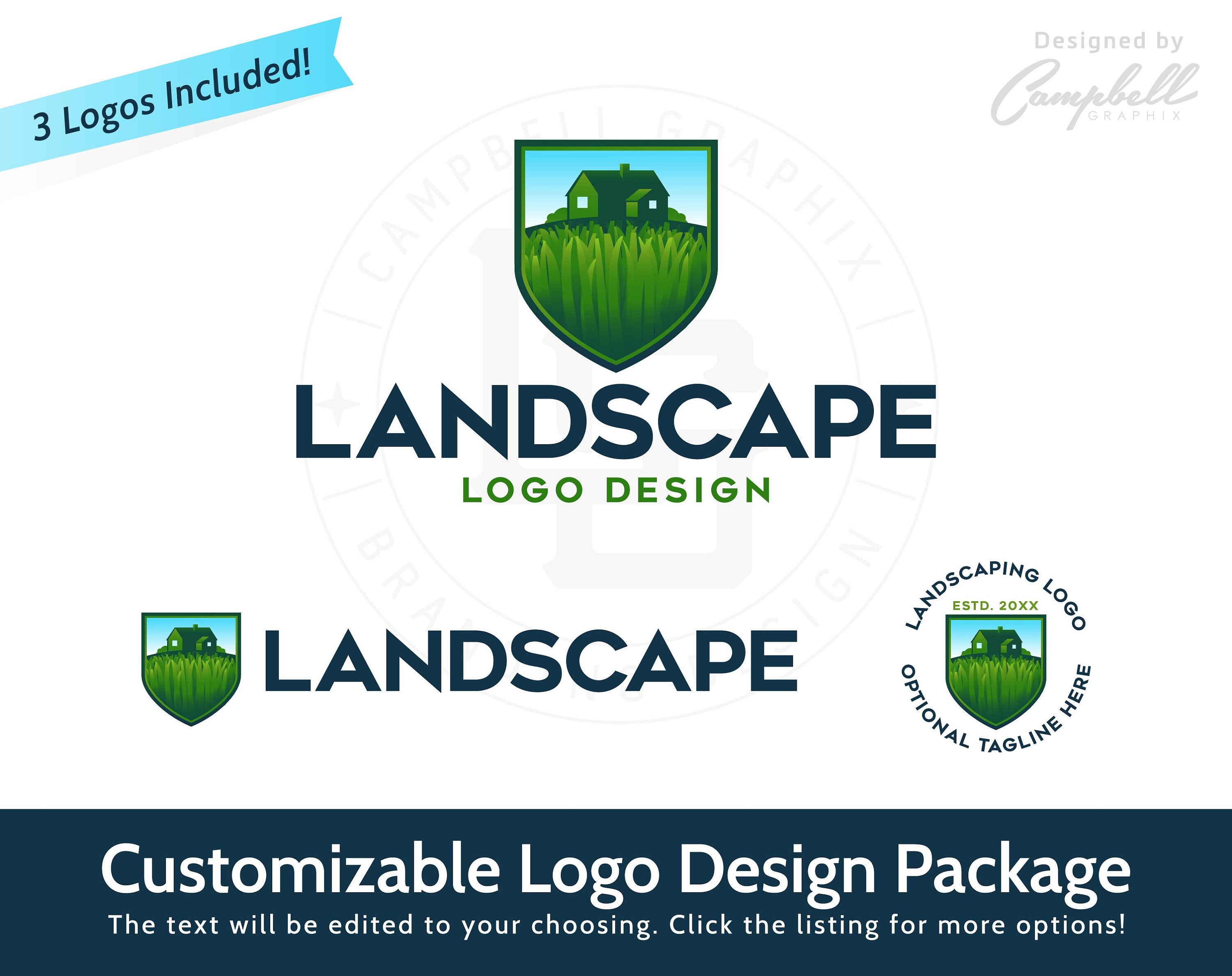 Customizable Logo Grass Logo Landscaping Logo Lawn Care Logo Customized ...