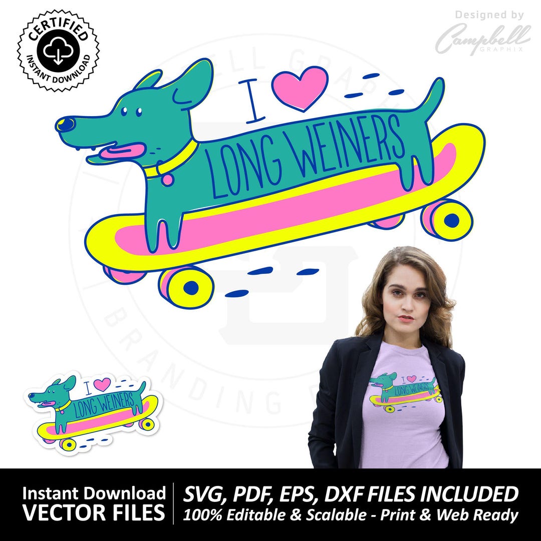 I Love Long Weiners SVG: Ready-to-use Vector Art (digital Download ...