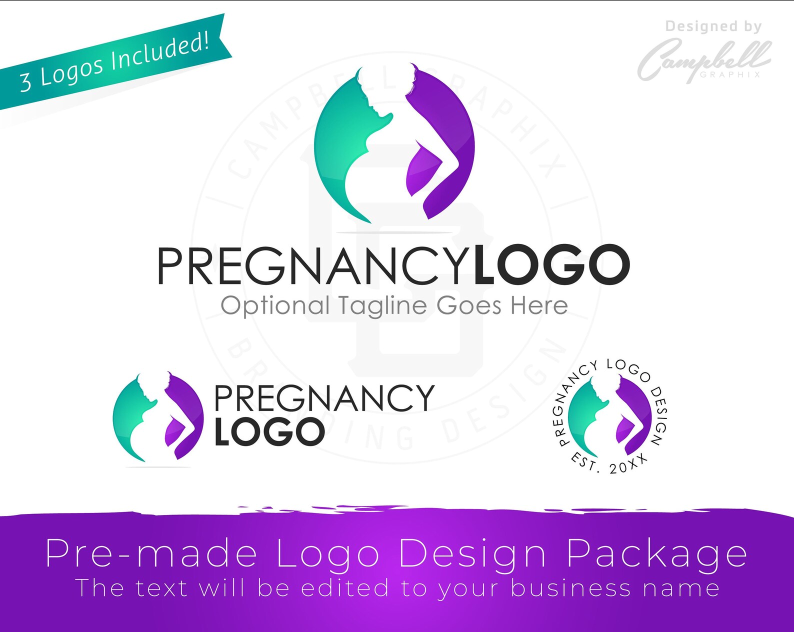 Premade Logo Pregnancy Logo Baby Logo Woman Logo | Etsy