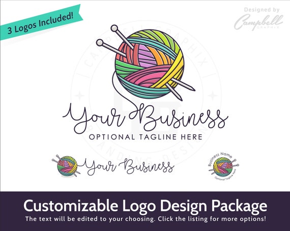 Yarn Font Knitting Needle Logo Logo With Crossed Knitting Needles, A