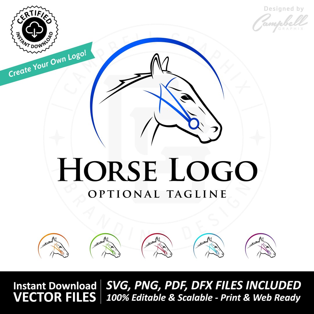 Horse Logo - Instant Download - CYO Design - SVG, EPS, Cricut Files ...