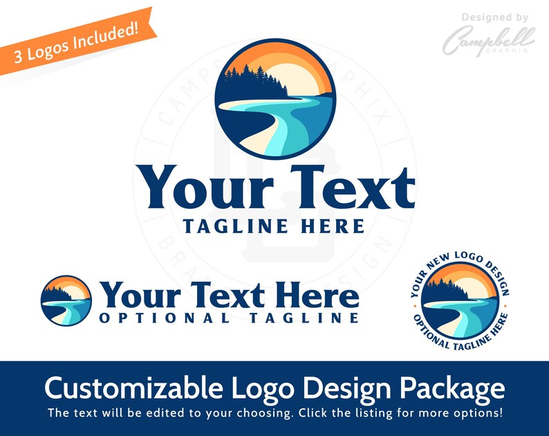 Customizable Logo Waterfront Logo Shoreline Logo Lake Logo River Logo ...