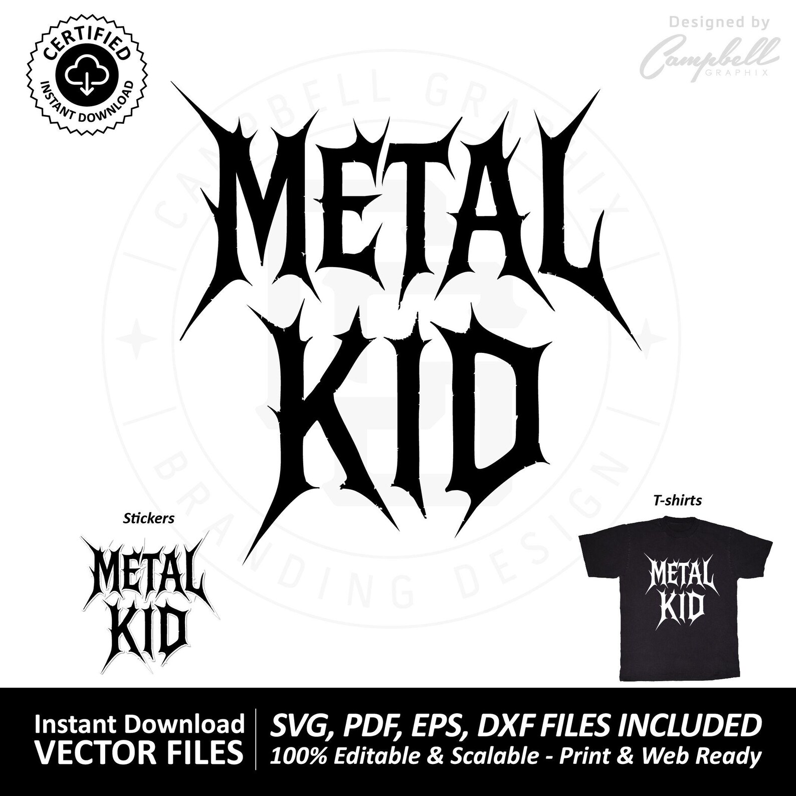 Metal Kid SVG File: Vector Art, Cricut, Silhouette (instant Download ...