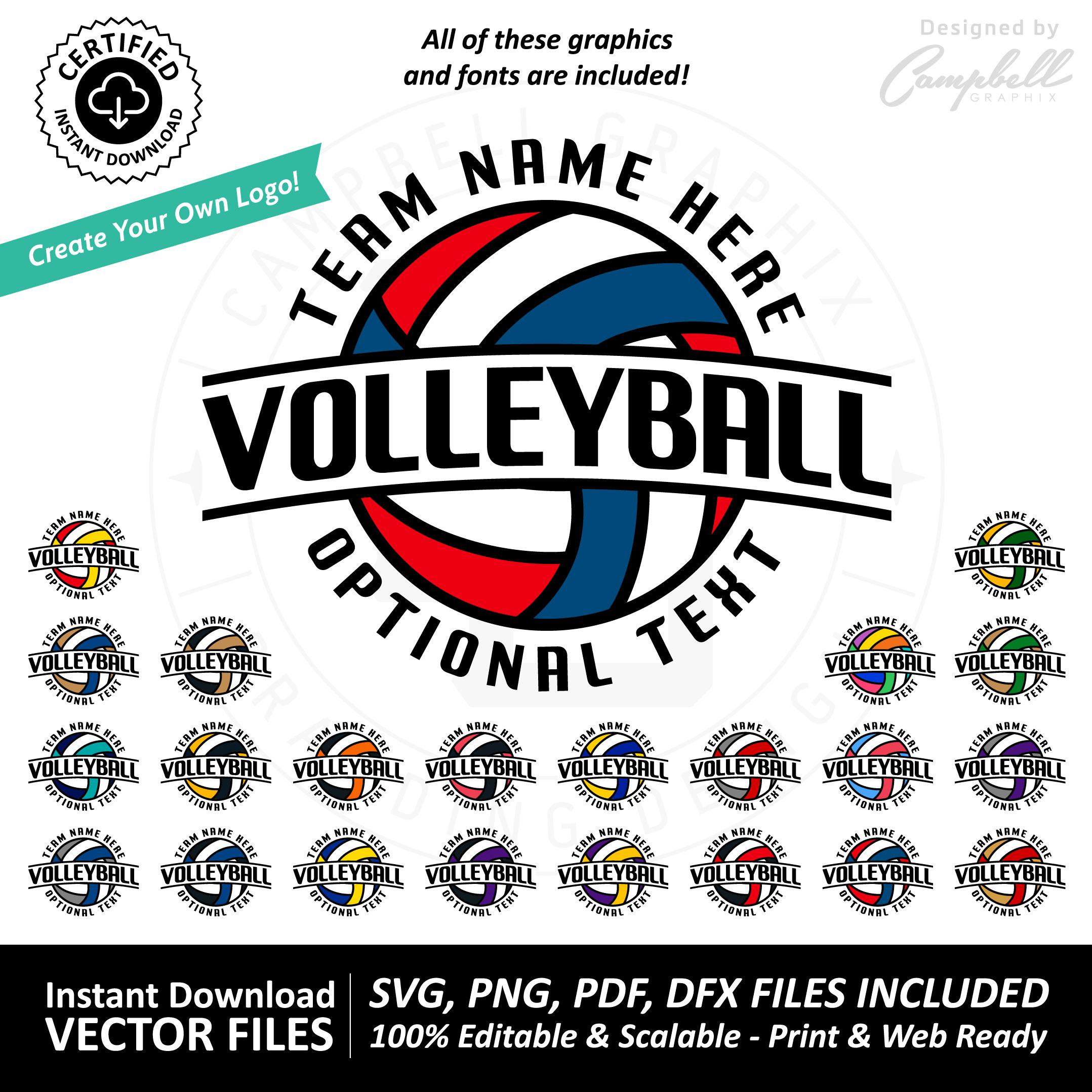 Volleyball Logo Instant Download CYO Design SVG, EPS, Cricut Files ...