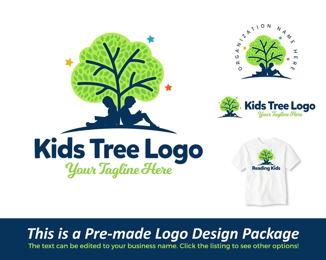 Customizable Logo Kids Tree Logo Reading Logo Children's Logo Kids ...