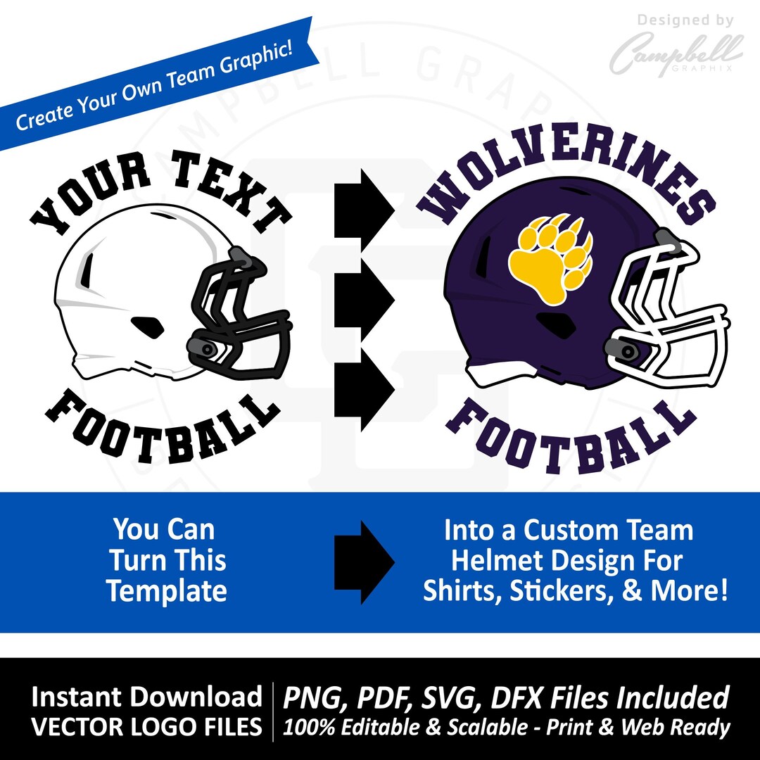 Football Helmet - DIY Logo Design - Customize Your Own - Instant ...