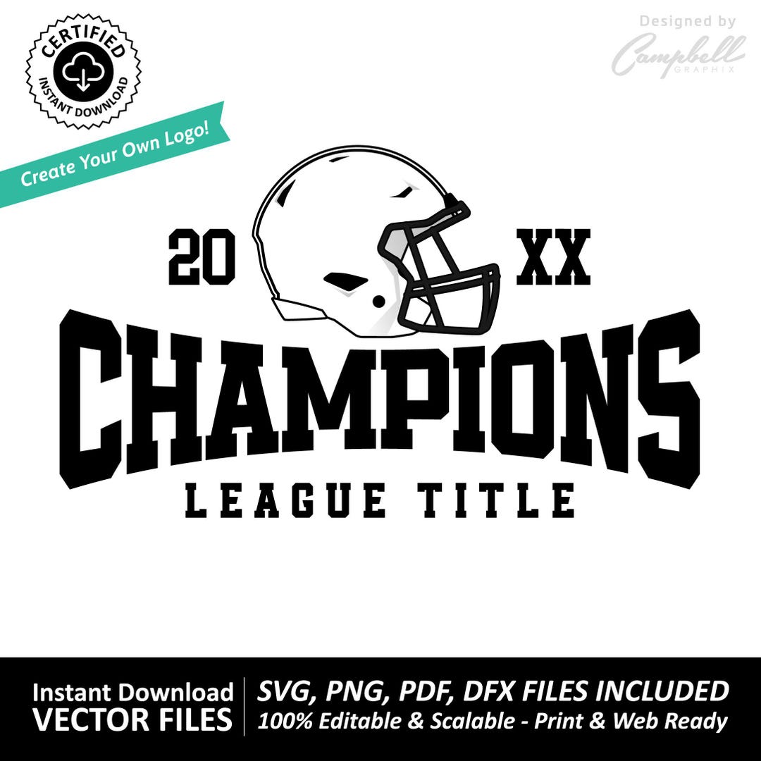 Football Team Champions Logo SVG: DIY Customizable Vector Template ...