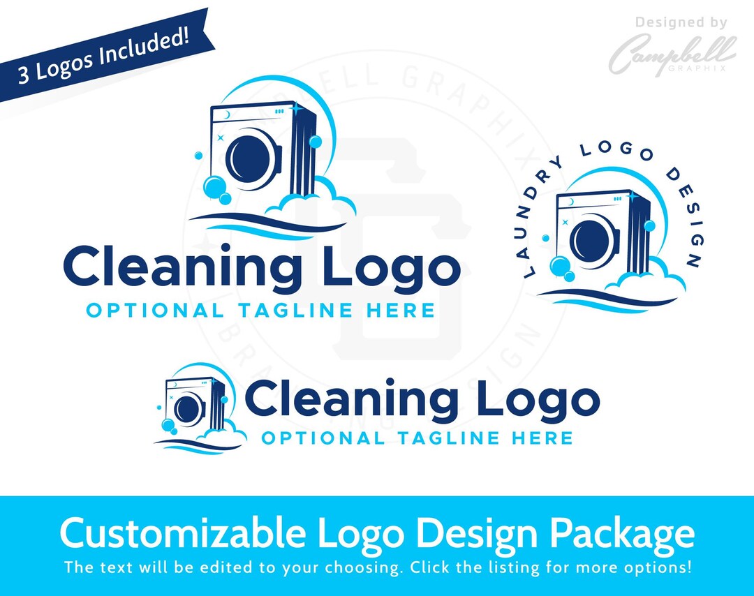 Customizable Laundry Logo Design: Cleaning Service Branding ...