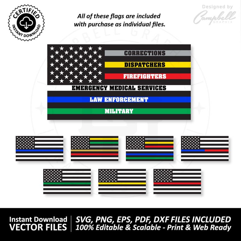 First Responder Flag Art - Etsy