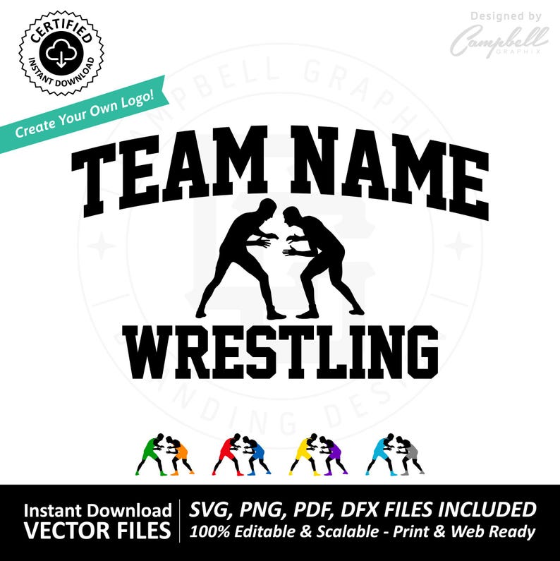 Wrestling SVG - Create Your Own Team Logo! - Instant Download - DIY ...