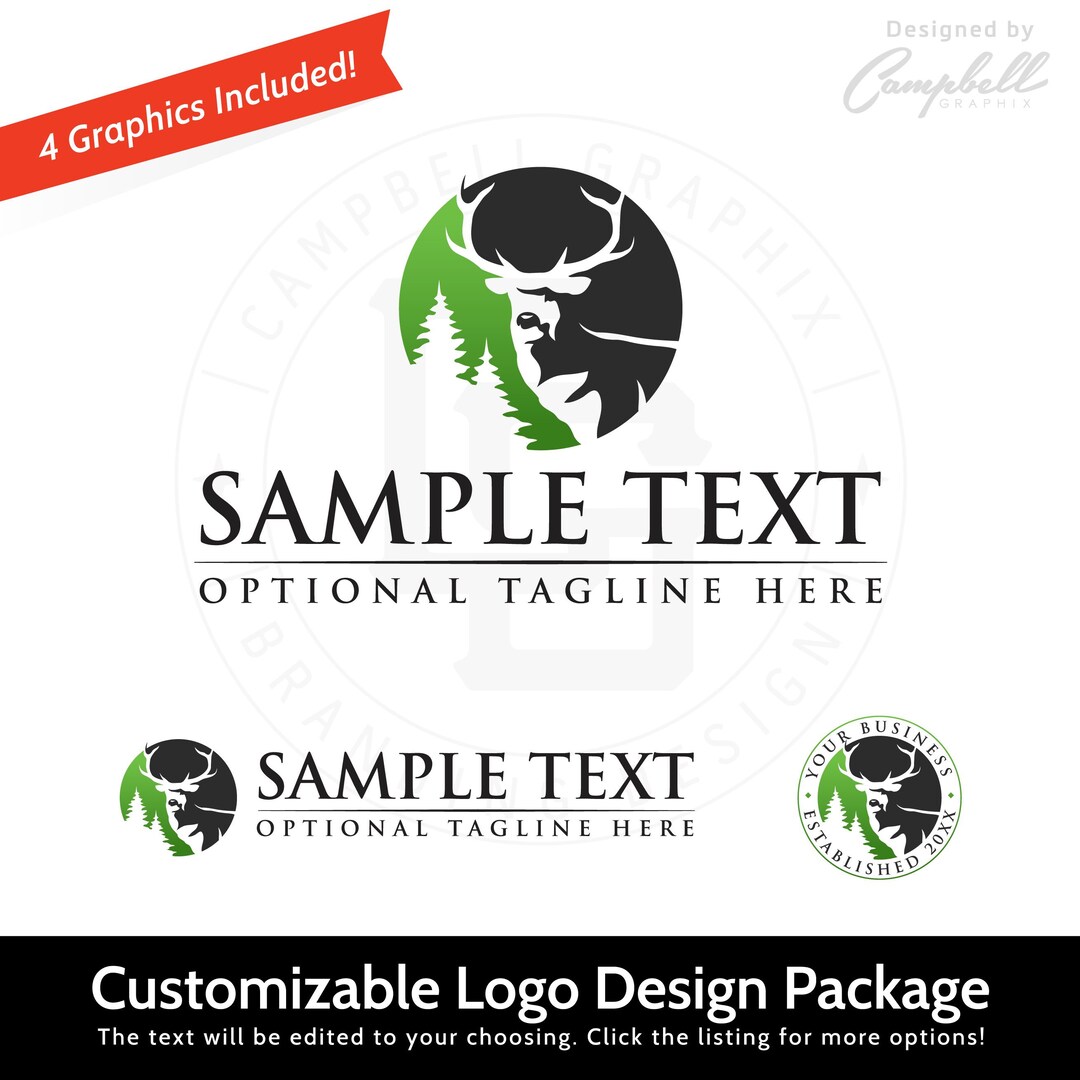 Customizable Logo - Buck Logo - Hunting Logo - Wild Logo - Antlers Logo ...