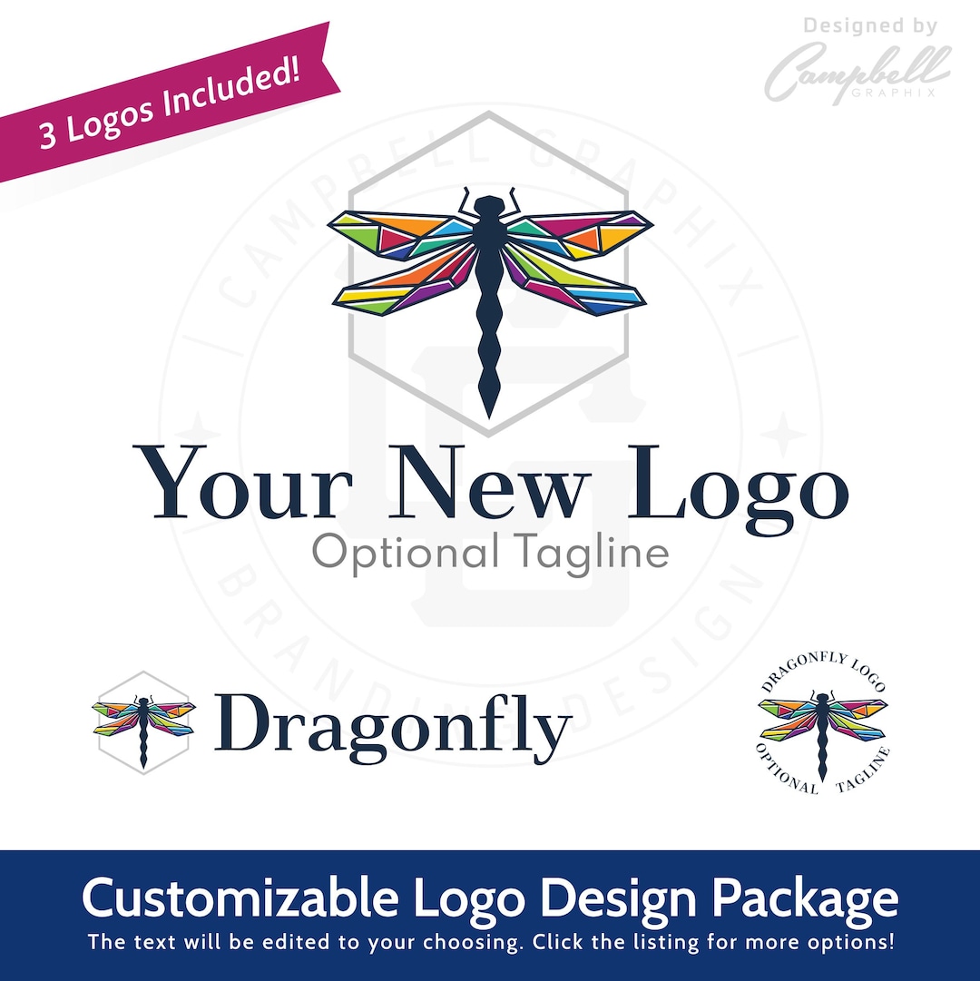 Dragonfly Logo - Customizable Logo - Personalized for You - Etsy