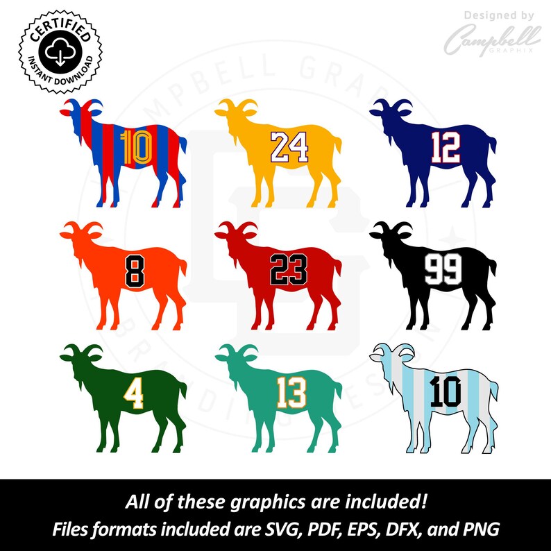 GOAT SVG Vector Files: Sports Jersey Designs (digital Download) - Etsy
