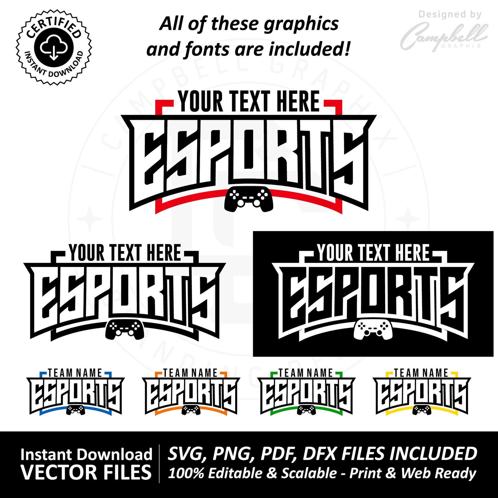 ESPORTS Logo SVG: DIY Customizable Vector Template Files for Cricut ...