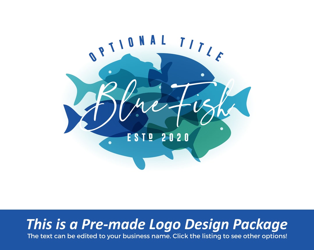 Fish Logo - Customizable Logo - Blue Fish Logo - Fishing Logo - Sport ...