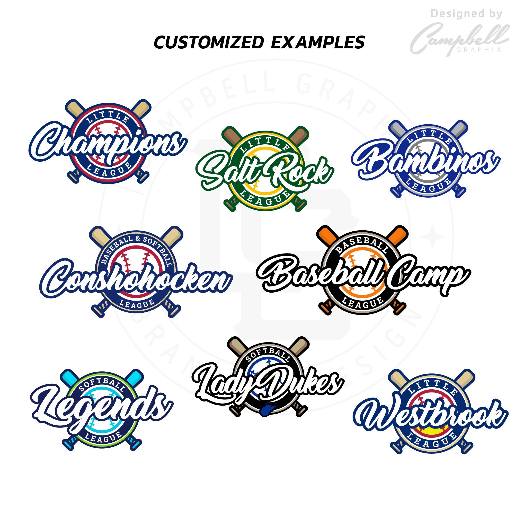 Customizable Baseball Team Logo Design: Personalized by the Artist for ...