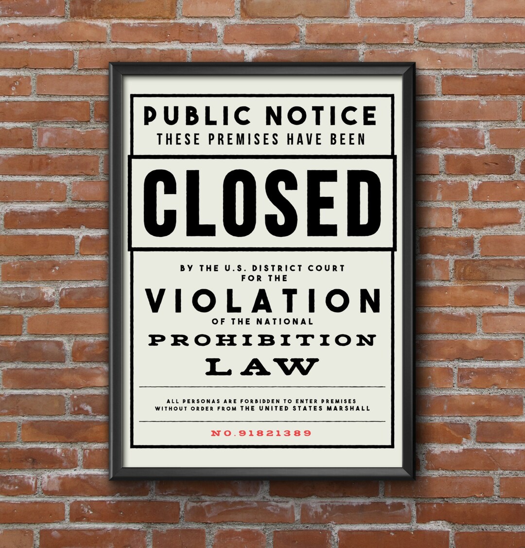 Prohibition Print, Wall Art Prints, Vintage Print, Bar Art, Man Cave ...