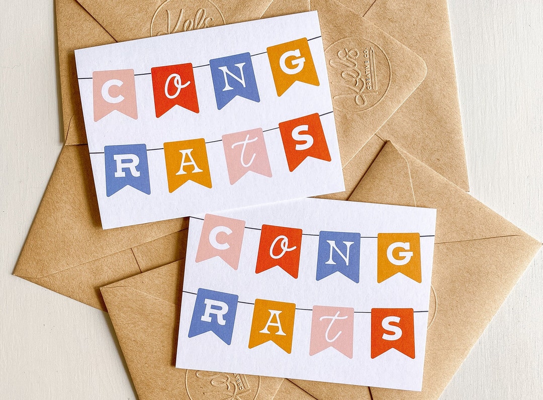 Congrats Card - Flag Lettering (A6 - Blank) | Congratulations ...