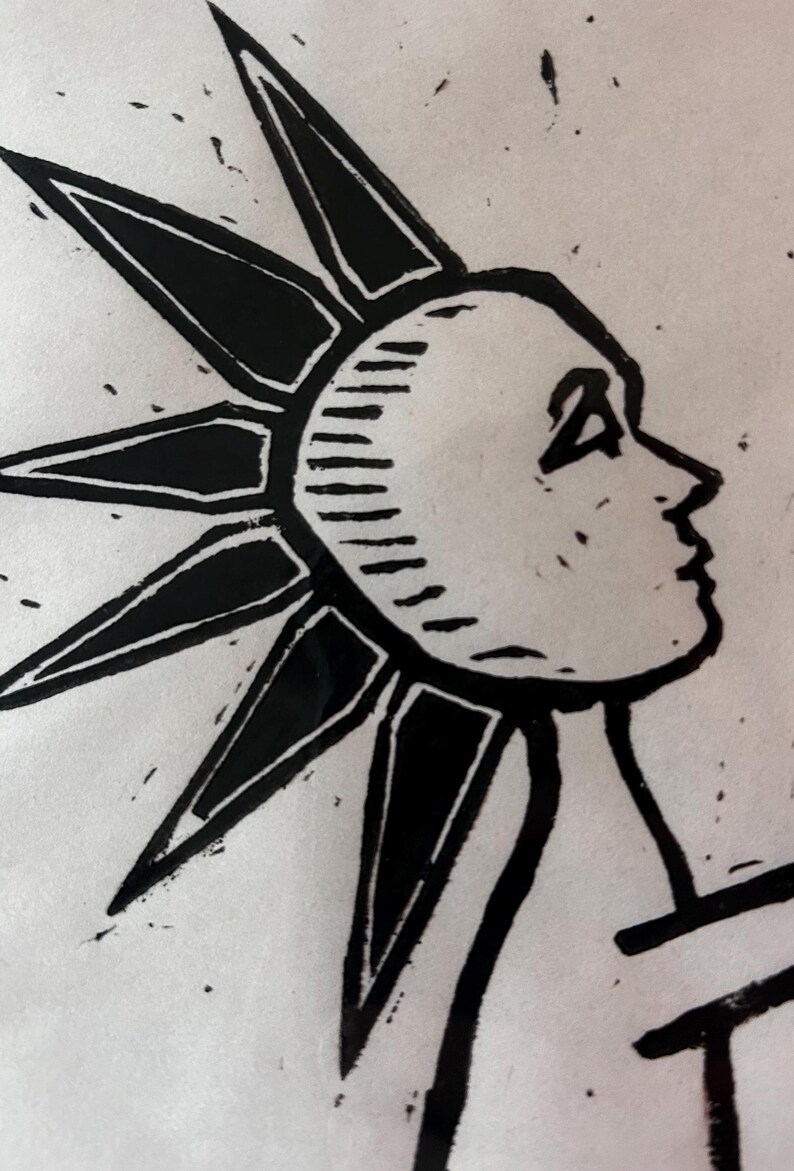 Sol and Luna | Original Linocut Block Print - Etsy