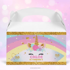 Unicorn Printable GABLE BOX LABEL Craft Box Label Unicorn | Etsy