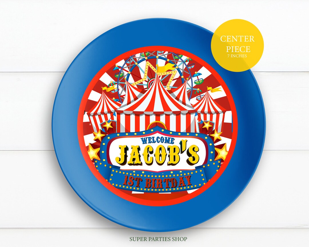 Circus Party Printable Center Piece Plate , Circus Tent Birthday Party ...