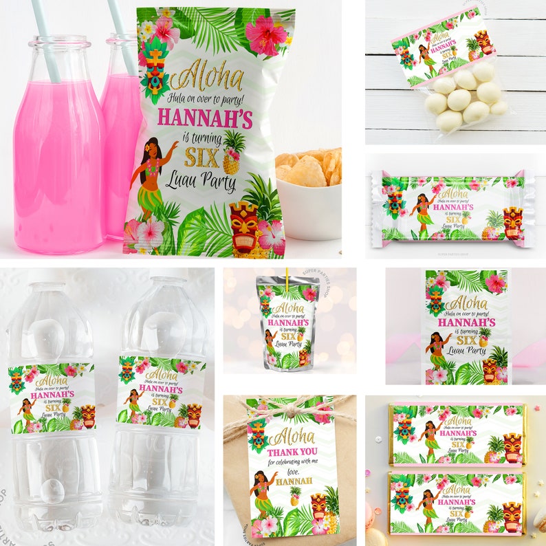 Luau Bundle Kit Printable Aloha Favors Tropical Party - Etsy