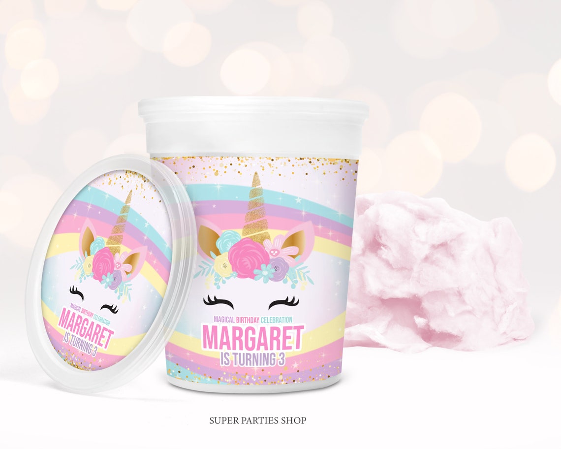 Unicorn Cotton Candy Labels Printable Cotton Tube Label - Etsy