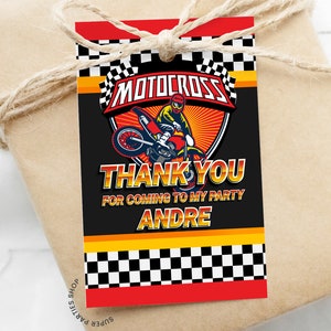 Motocross Favor Tag Label Printable, Thank You Label, Roadster Birthday ...