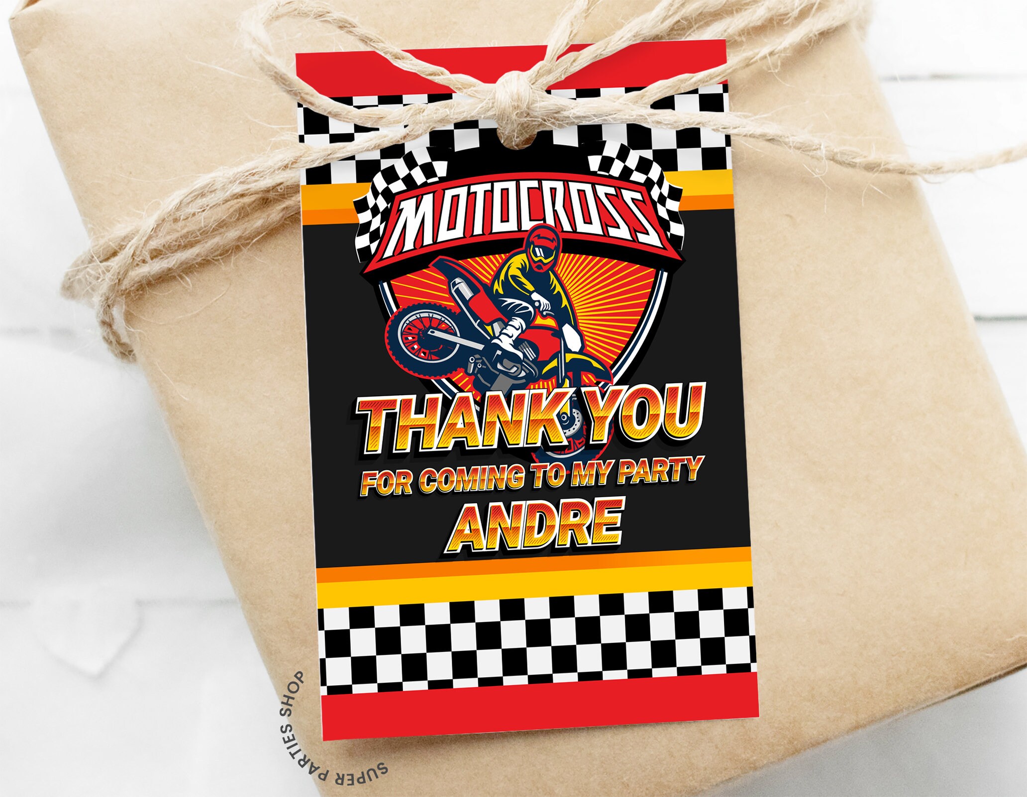 Motocross Favor Tag Label Printable Thank You Label Roadster | Etsy