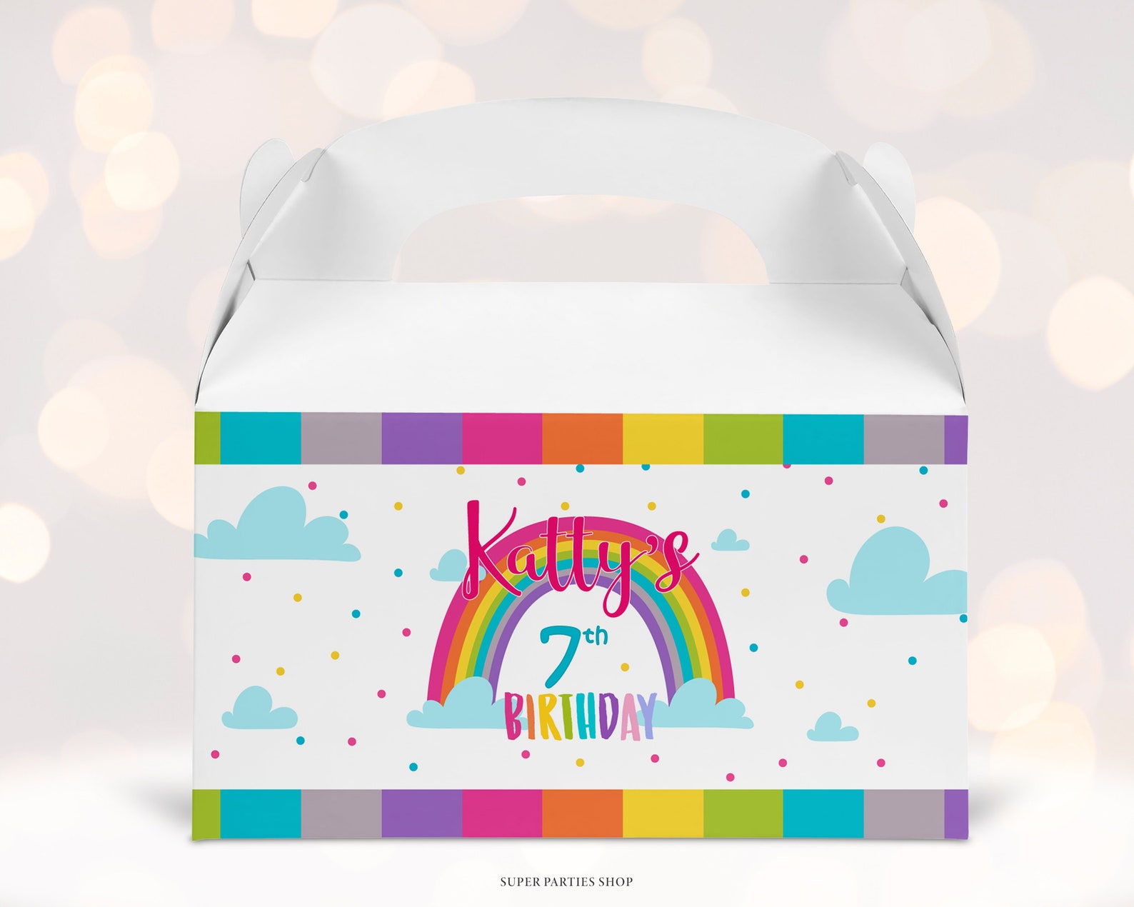 Rainbow Gable Box LABEL Printable Snack Treat Unicorn | Etsy