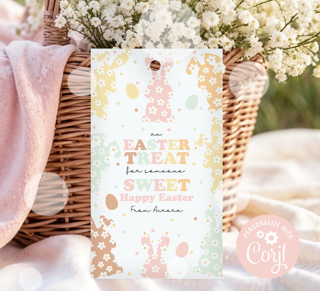 Editable Easter Tag Happy Easter Gift Tags, Easter Favor Tags, Candy ...
