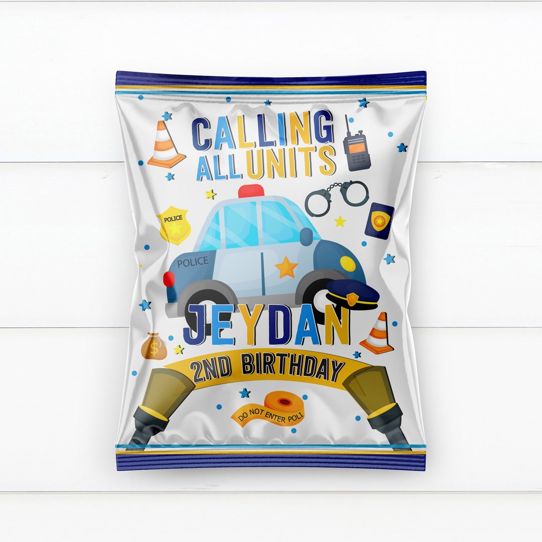 Police Fruit Snack Bag Printable Police Birthday Snack Bag Police ...