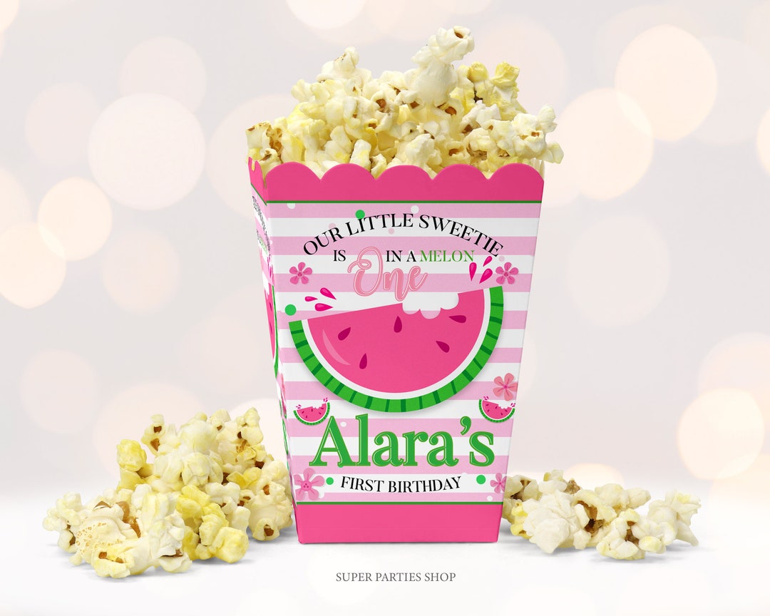 Watermelon Popcorn Box Template Printable , Melon Favors, Watermelon ...