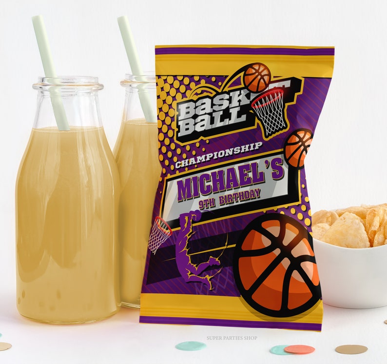 Basketball Chip Bags Printable Sport Party Potatoes Chip Bag - Etsy