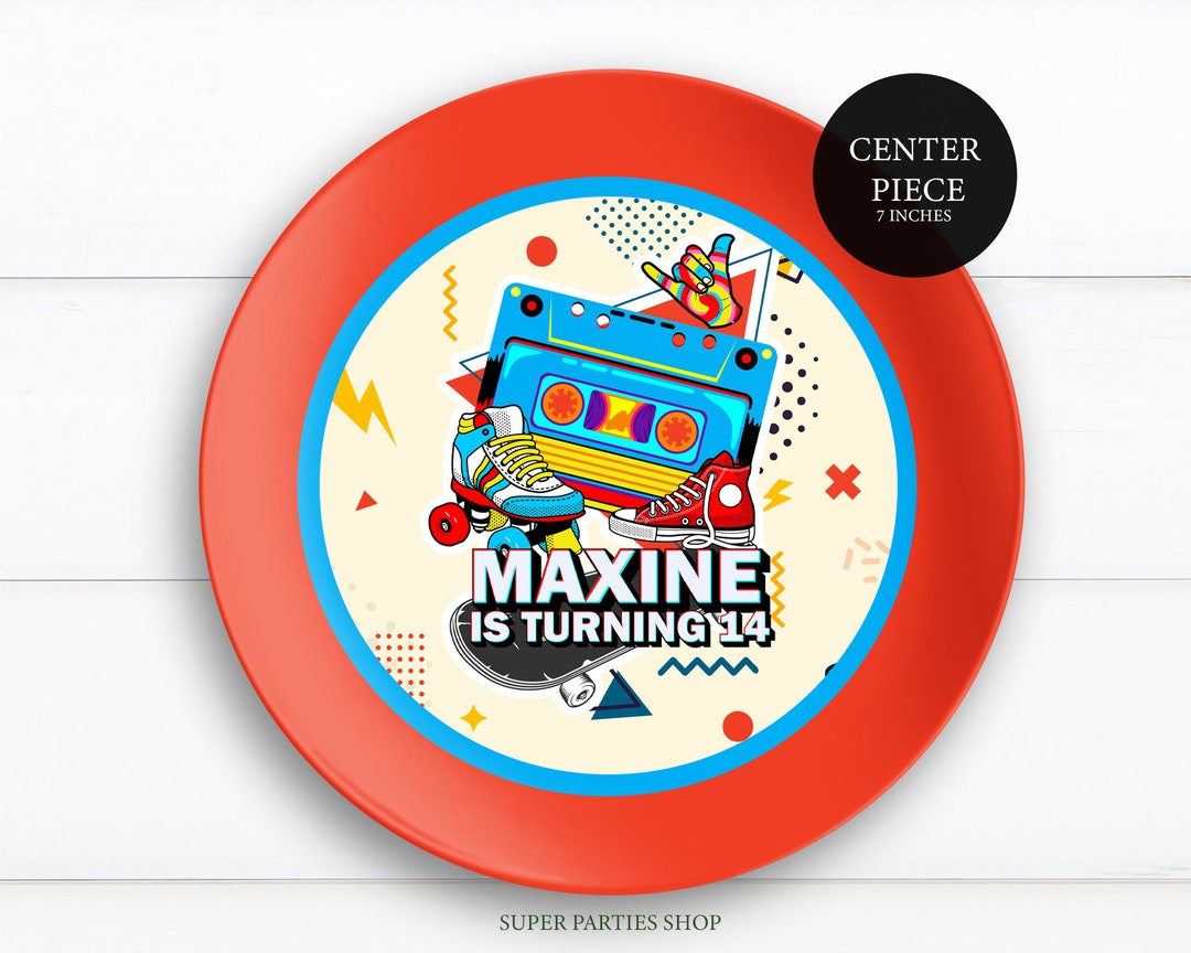 90s Centerpiece Printable, Plate Label Glow Party, Neon Birthday ...