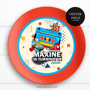 90s Centerpiece Printable, Plate Label Glow Party, Neon Birthday ...